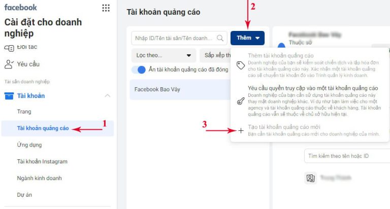 Cách tạo tài khoản quảng cáo Facebook cho doanh nghiệp